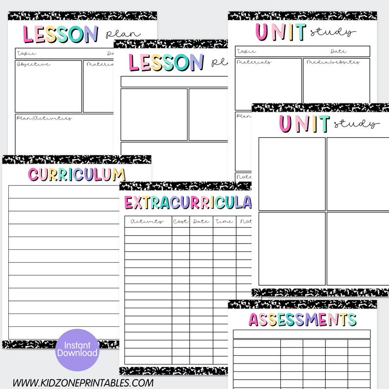 Homeschool Planner - Printable - Lesson Planner - Weekly Planner ...