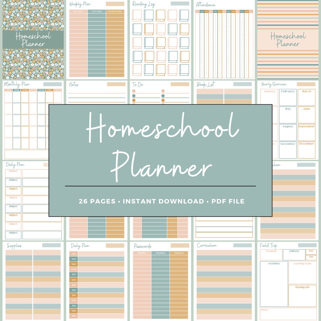 Homeschool Planner - Printable - Lesson Planner - Weekly Planner ...