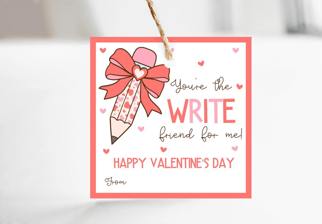 Pencil Valentine Tags - Printable - School Valentines - Class ...