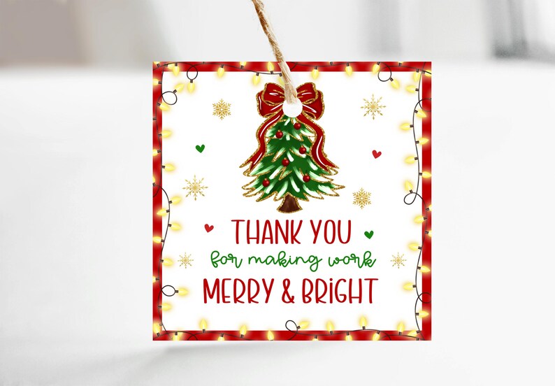 Merry and Bright Gift Tags - Printable - Christmas Gift Tags - Coworker ...