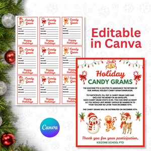 Holiday Candy Grams - Editable - Printable - PTO Fundraiser - Canva ...