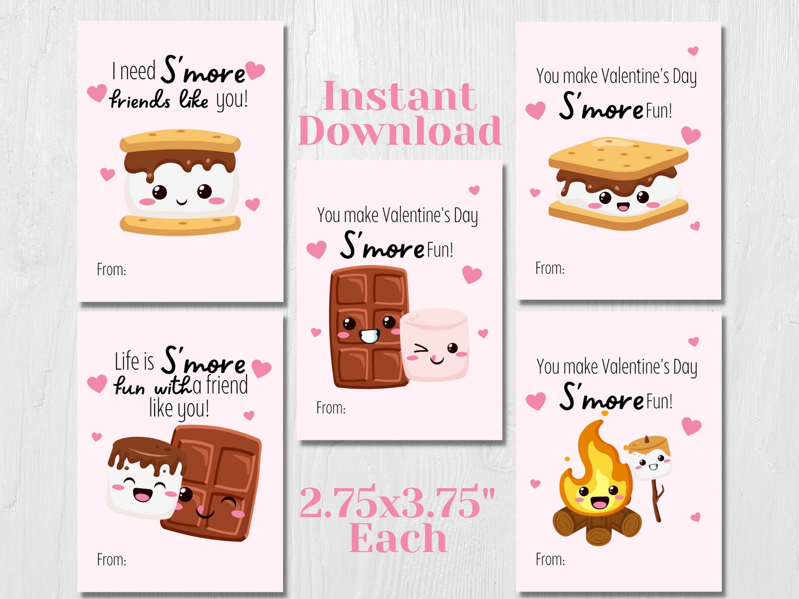 Smore Valentine Cards Printable Instant Download Kids | Etsy