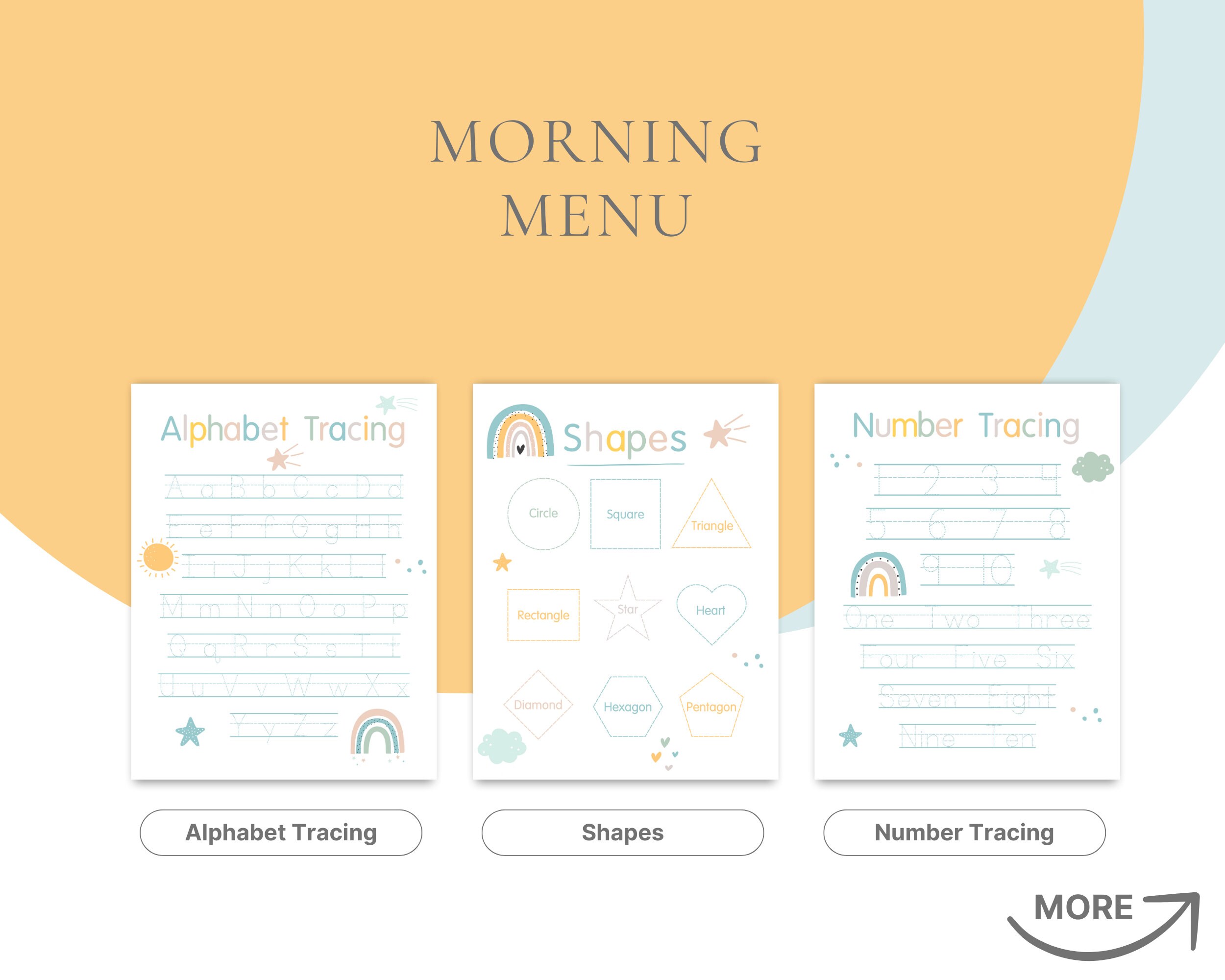Morning Menu - Preschool - Printable - Kindergarten - Instant Download ...