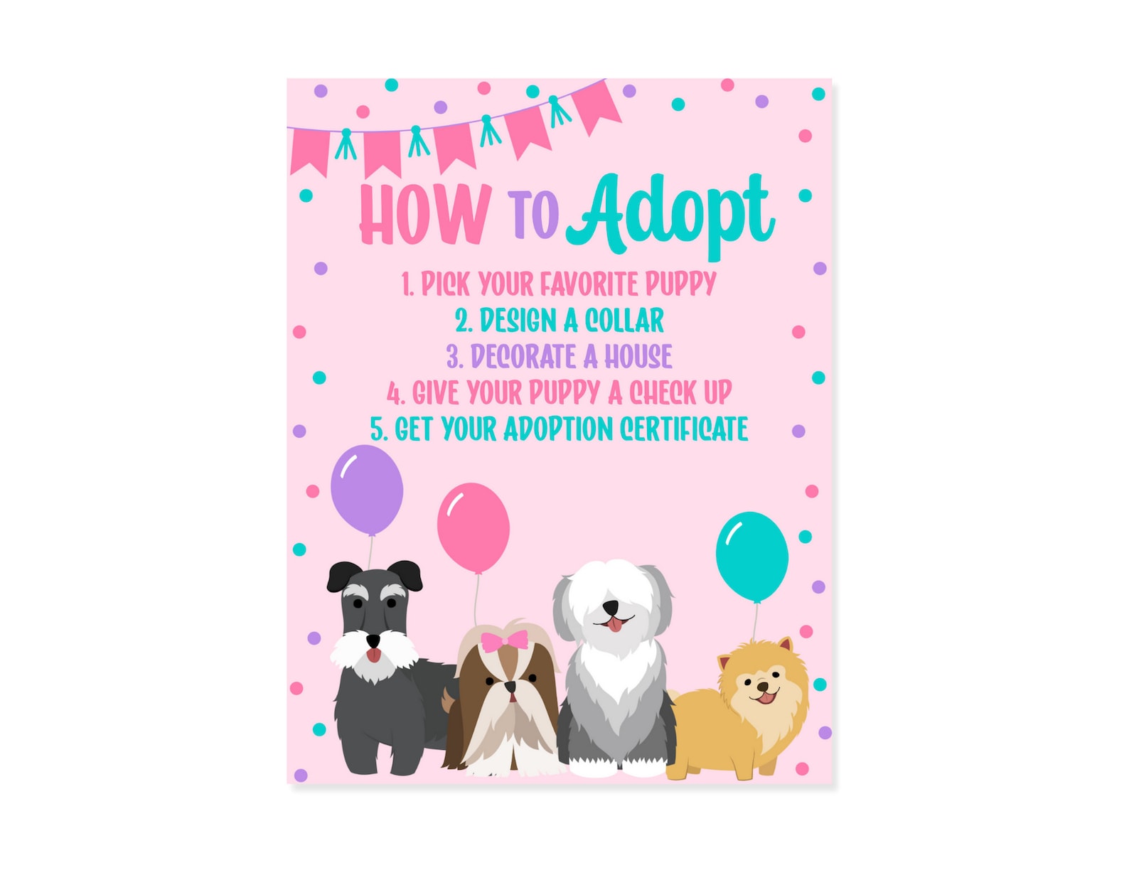 Puppy Party Signs Printable Instant Download Adopt a - Etsy