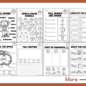 First Grade - Worksheets - Fall Theme - Printable - Homeschool ...