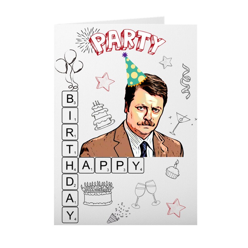 Ron Swanson Inspired Birthday Card Happy Birthday Card - Etsy