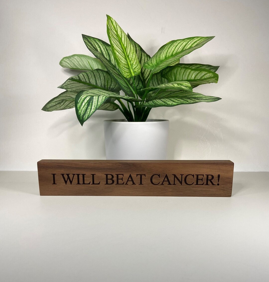 I WILL BEAT CANCER! - Walnut Wood Block Sign Shelf Sitter Positive ...