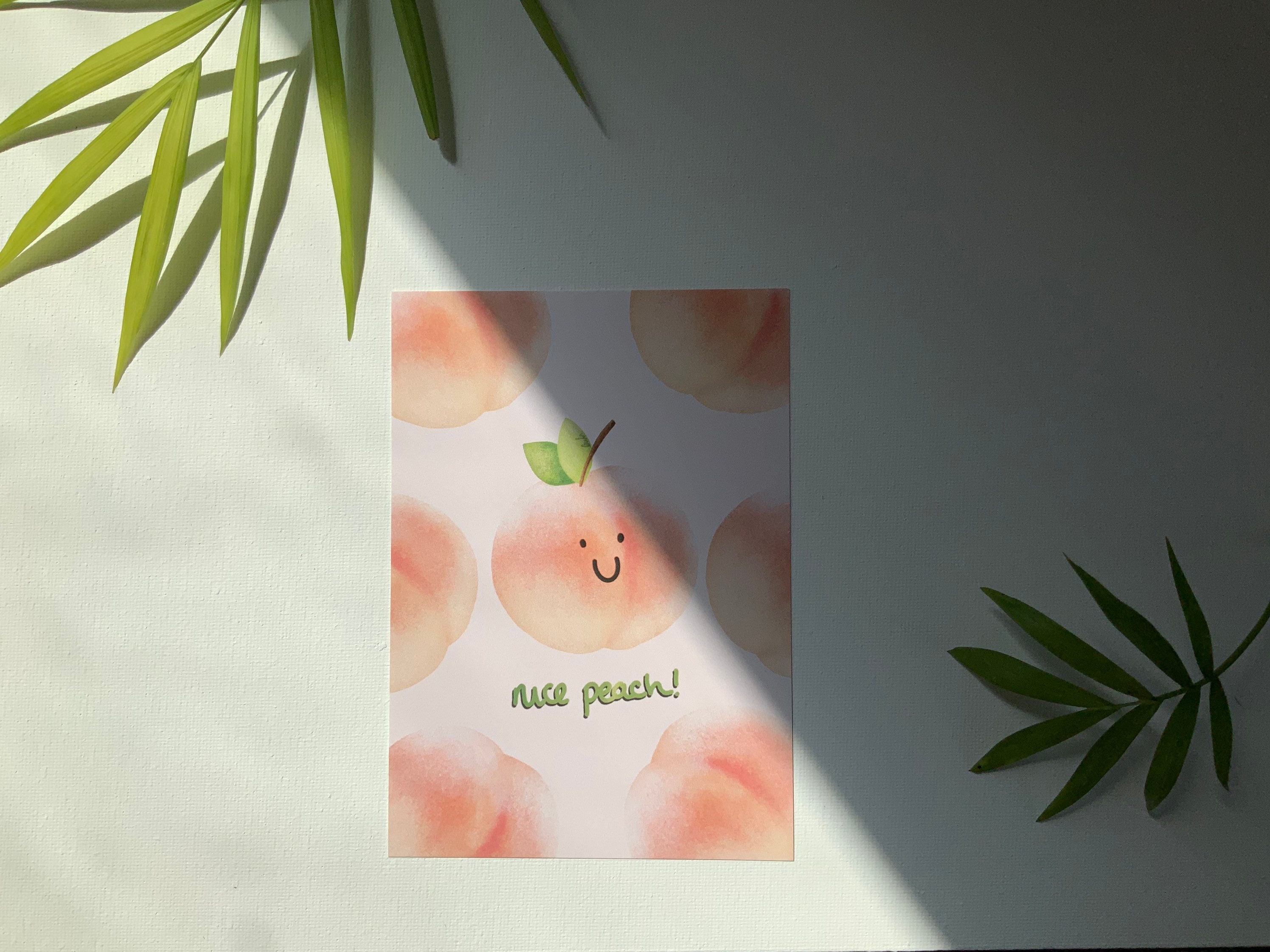 Nice Peach Postcard Cute Romantic Valentines Card Fruit - Etsy