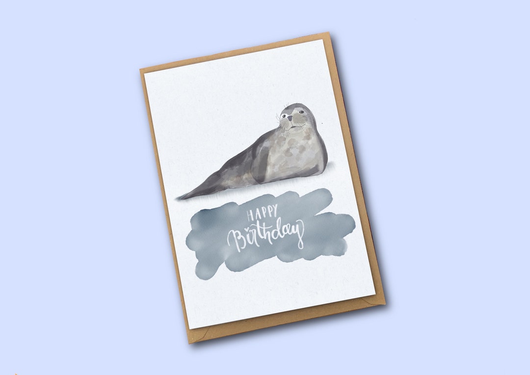 Happy Birthday Seal Card Cute Sea Animal Card Nature Greetings Card - Etsy