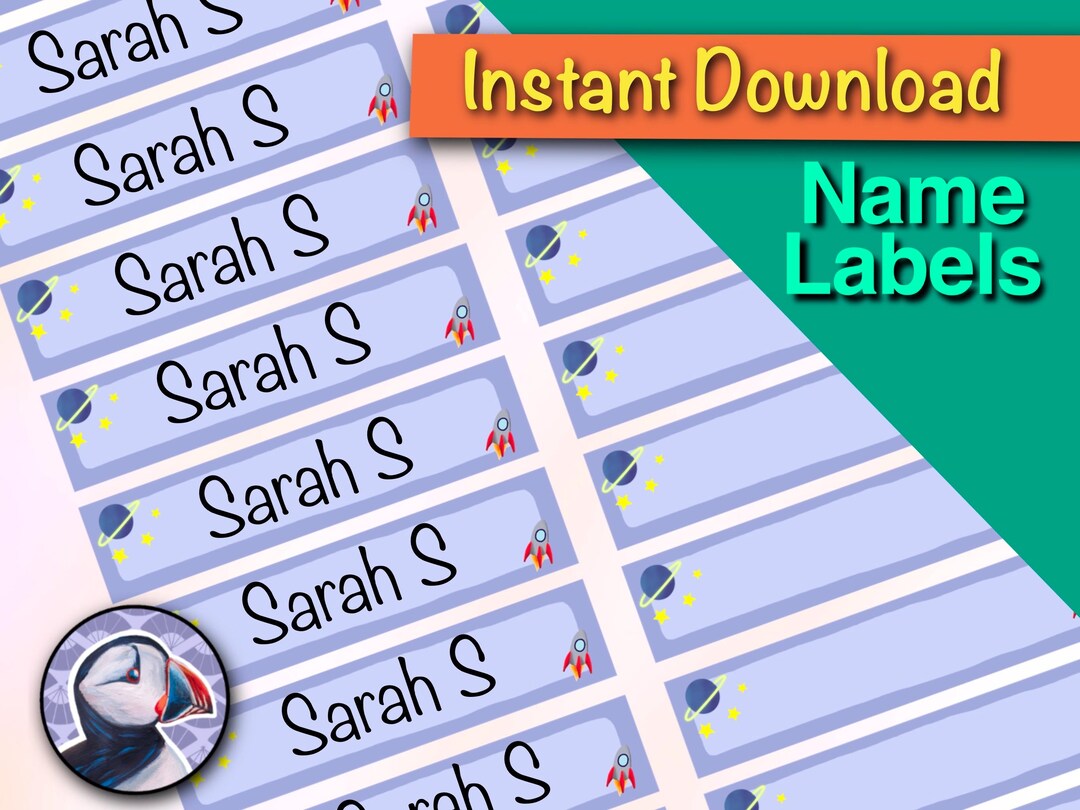 Outer Space Planets Stars | School Label Stickers Printable INSTANT ...