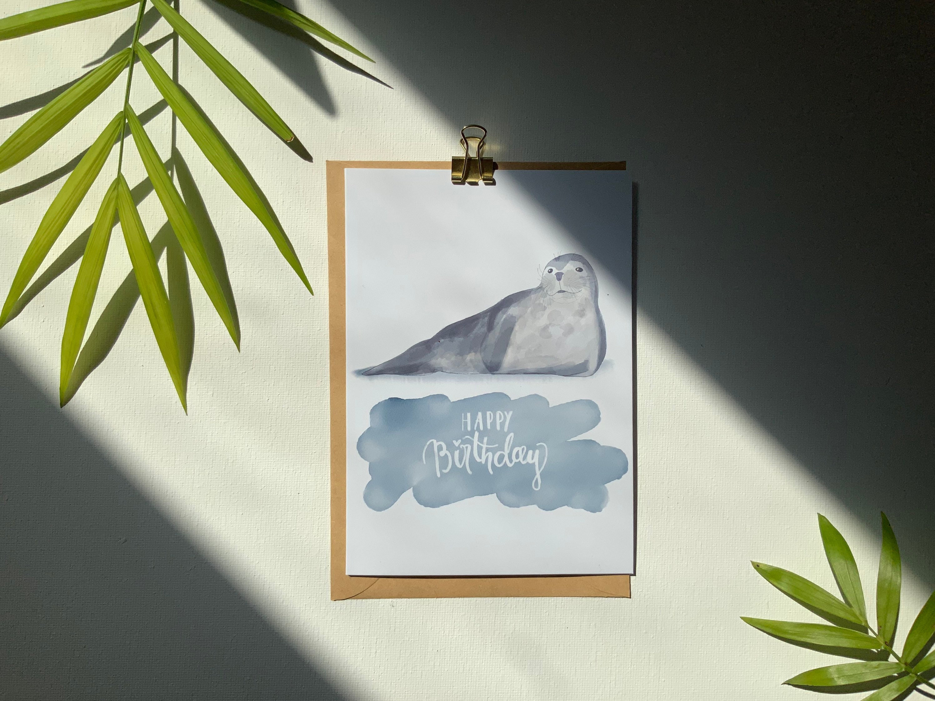 Happy Birthday Seal Card Cute Sea Animal Card Nature Greetings Card - Etsy