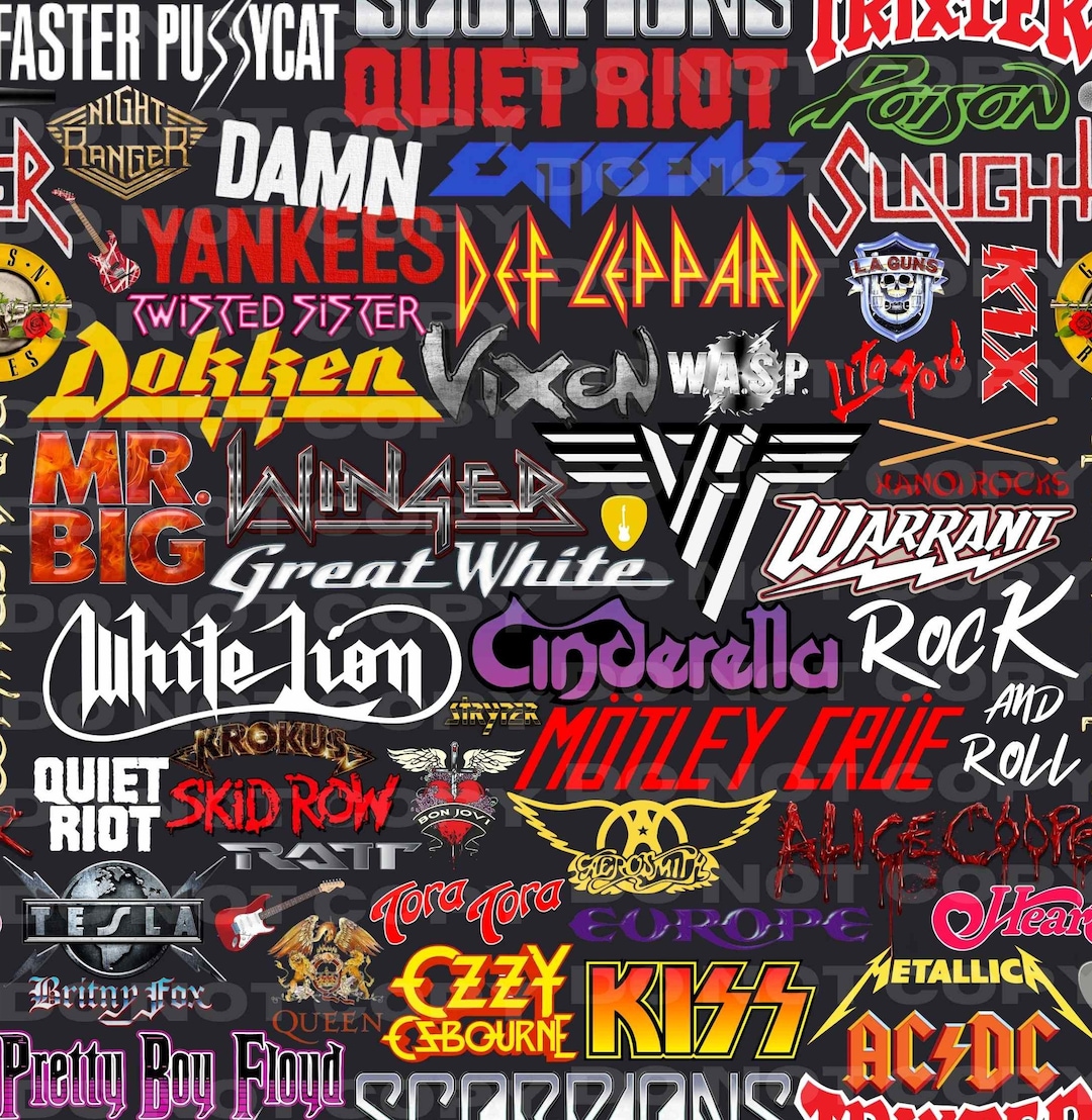 Hair Metal Band Logos TarSign Rock Roll Band Logos Kiss Vintage Tin