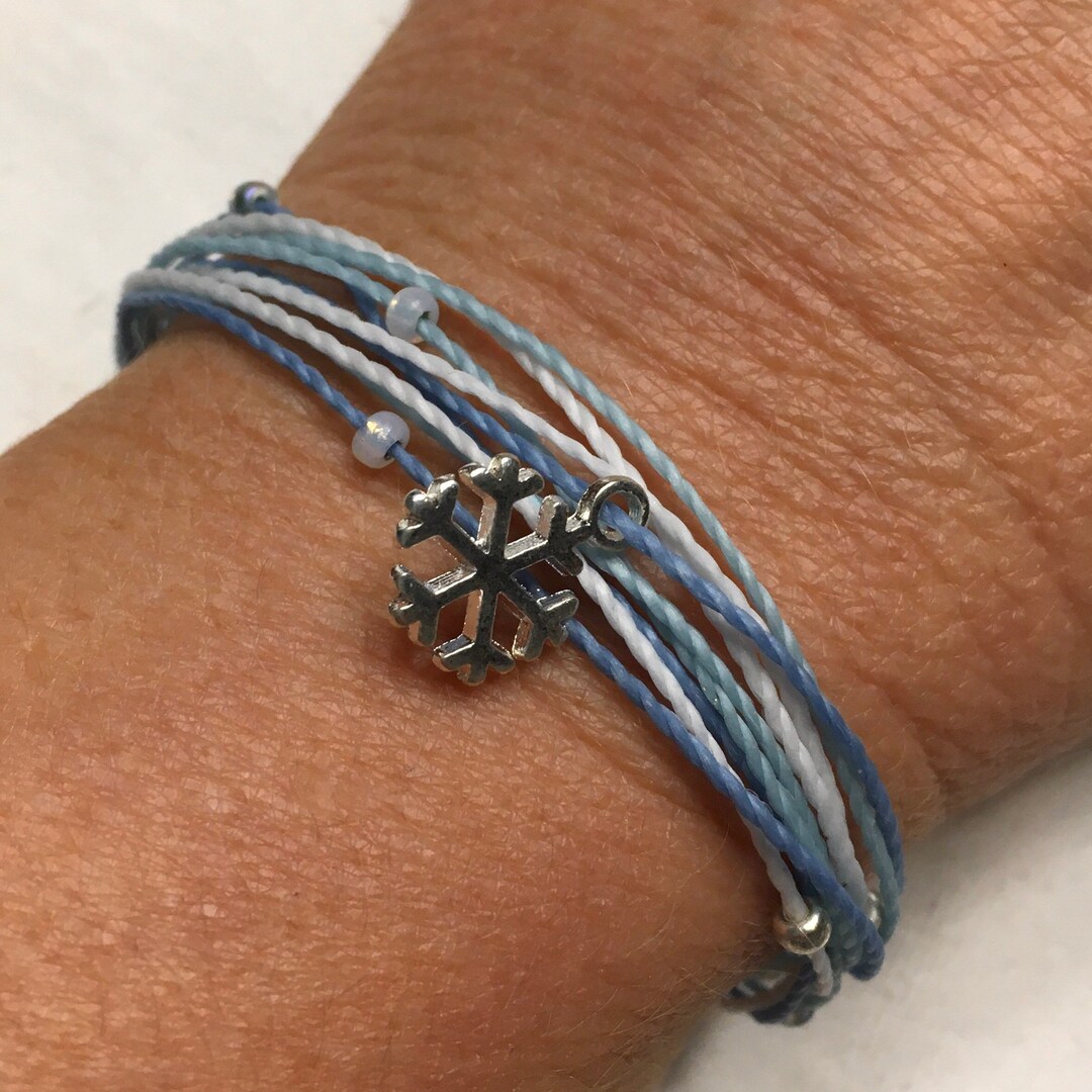 SNOWFLAKE Charm Bracelet, Stackable String Charm Bracelet, Pura Vida ...