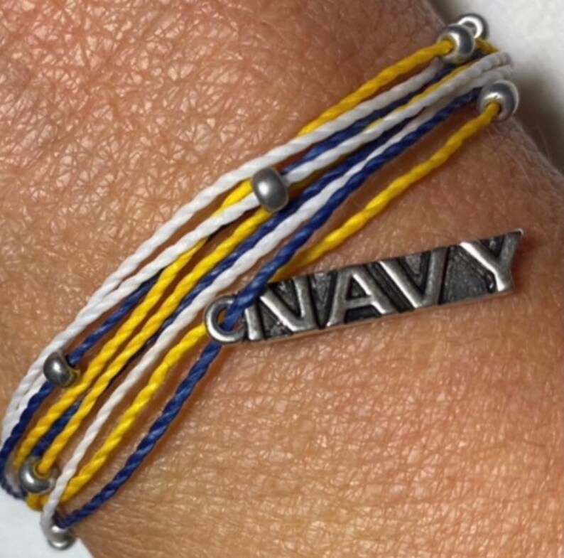 NAVY Charm Bracelet Stackable String Charm Bracelet Pura - Etsy