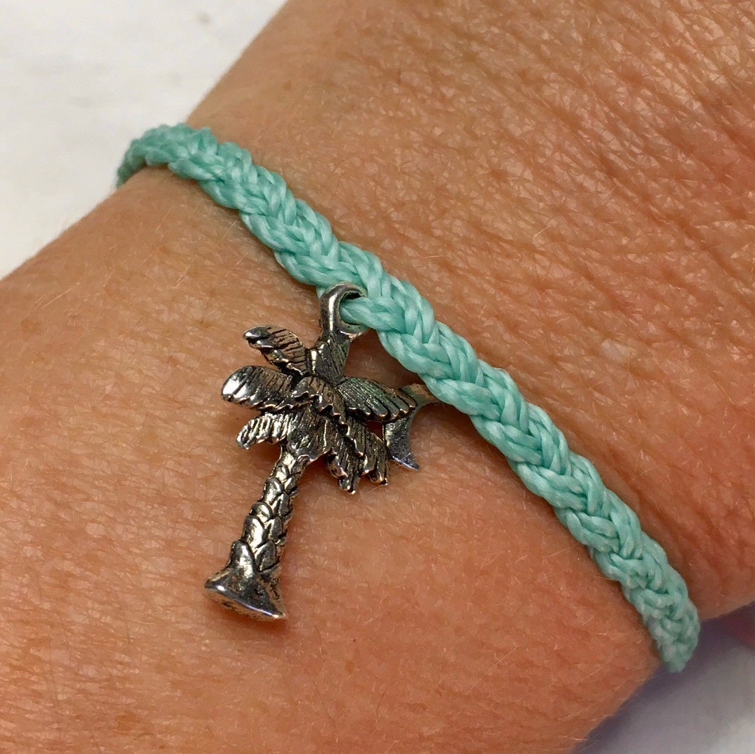 PALM TREE Charm Bracelet, Stackable String Charm Bracelet, Pura Vida ...
