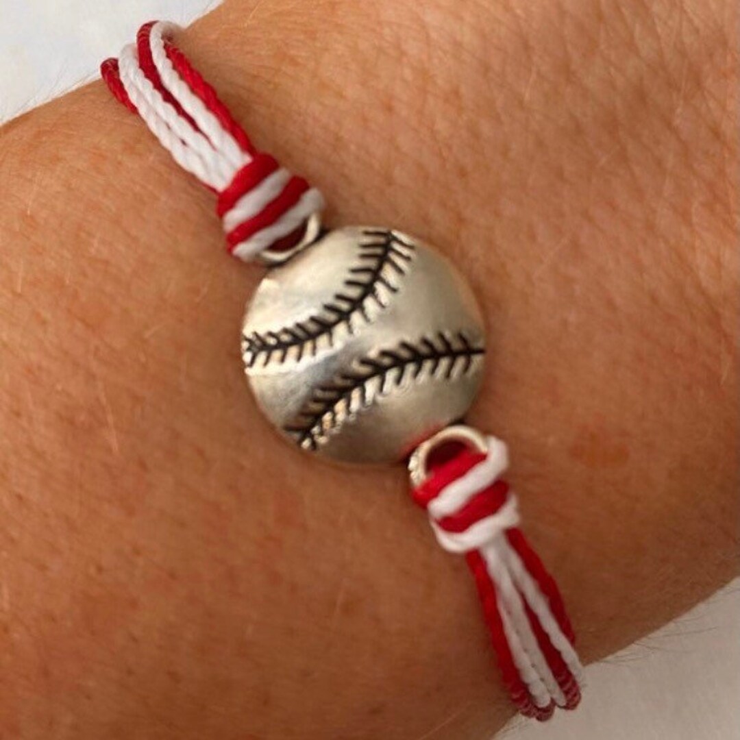 BASEBALL SOFTBALL Connector Bracelet, Stackable String Charm Bracelet ...