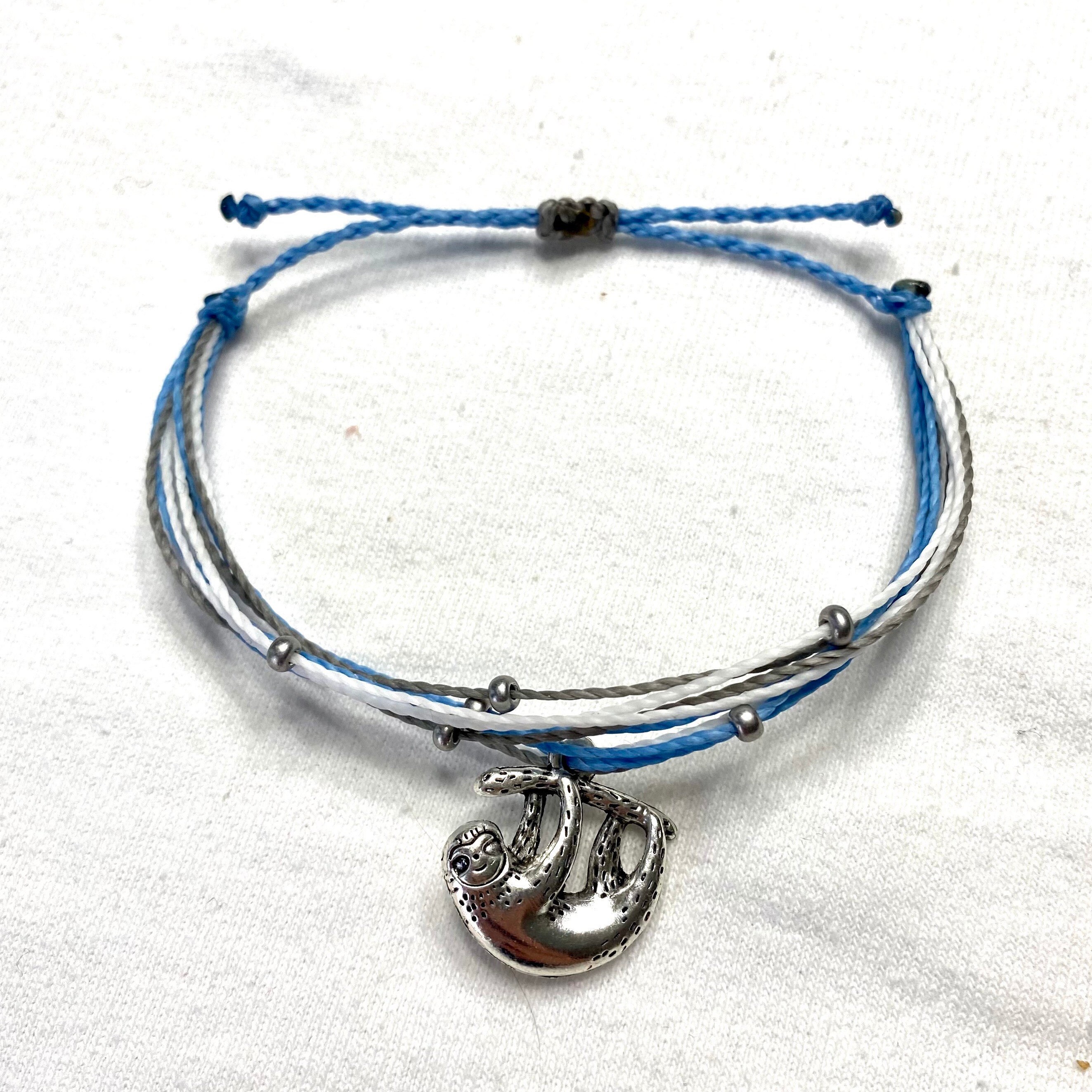 SLOTH Charm Bracelet Stackable String Charm Bracelet Pura | Etsy
