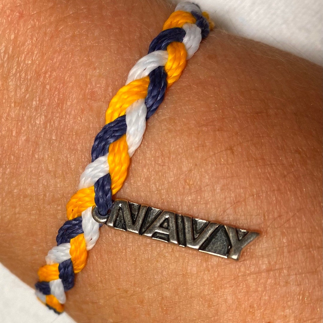 NAVY Charm Bracelet, Stackable String Charm Bracelet, Pura Vida Style ...