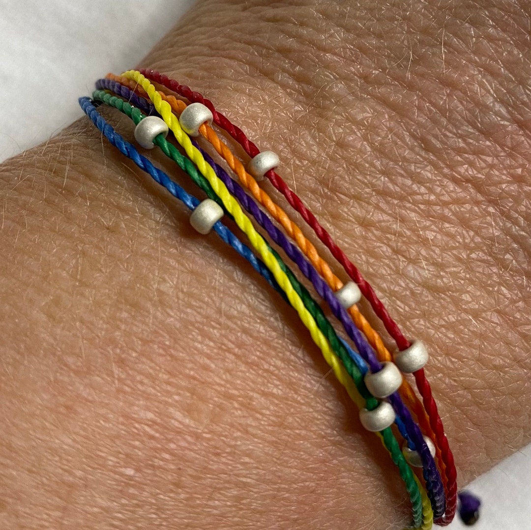 LGBTQIA + Gay Pride Rainbow String Bracelet - Etsy