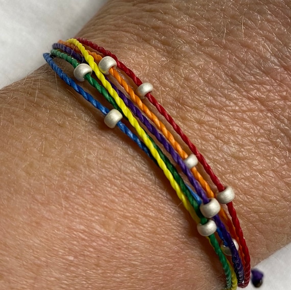 LGBTQIA Gay Pride Rainbow String Bracelet - Etsy