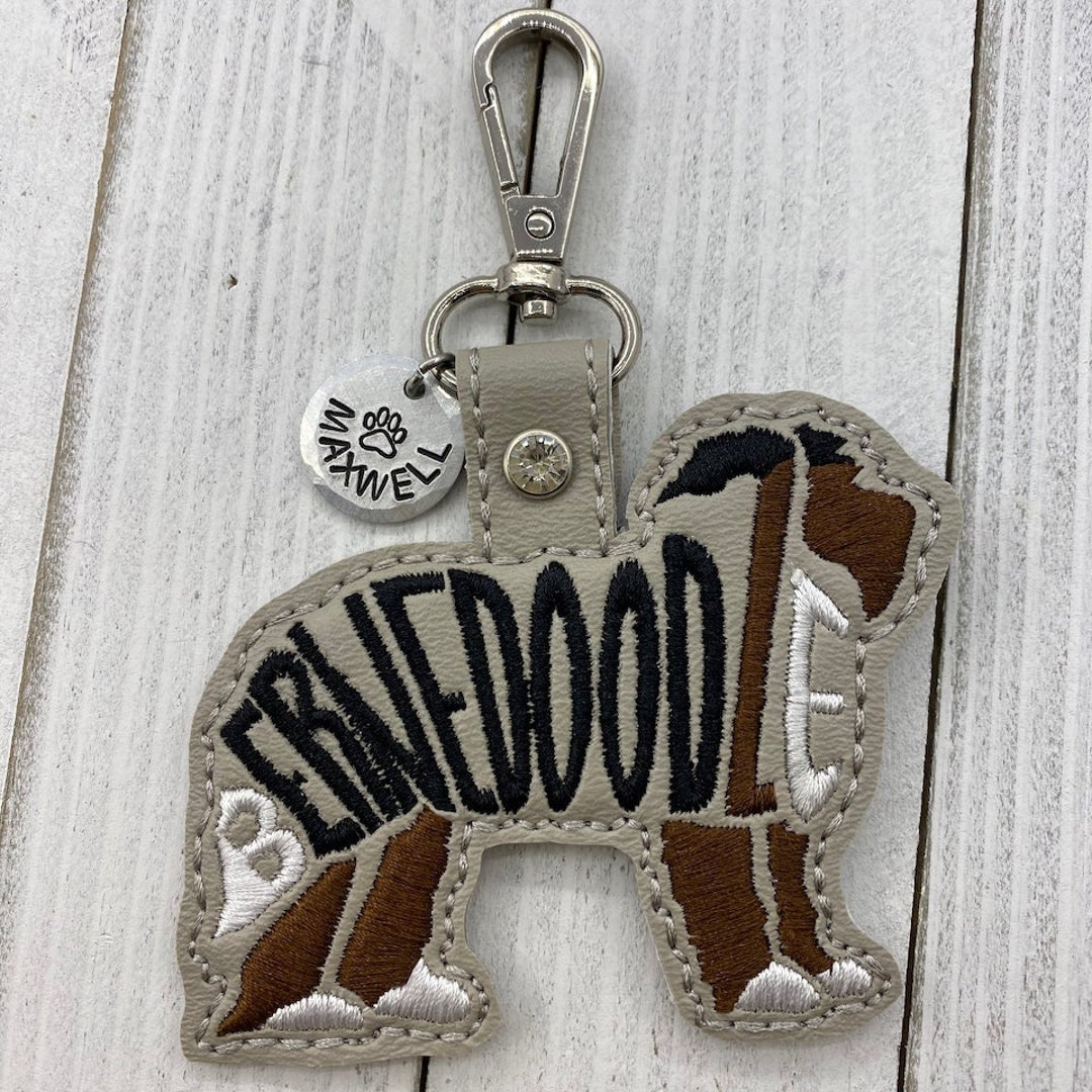 Bernedoodle Embroidered Key Fob - Etsy