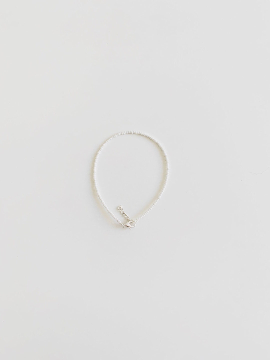 White Beaded Anklet for Girls and Women, Beaded Jewellery, Hand Made ...