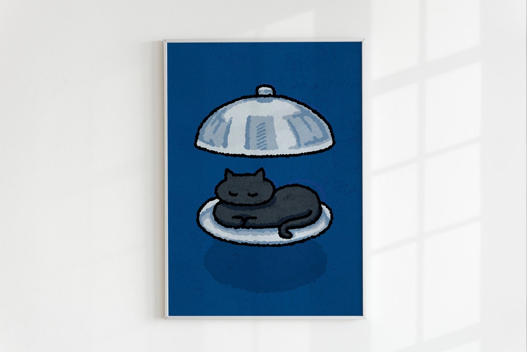 Lazy Cat Instant Printable Art Cat Wall Art Print Trendy & Colorful ...