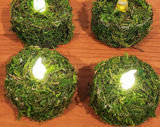 Moss Tealights, Set of 4. Battery Operated With On-off Switch. Moss ...