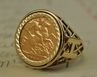 Mens Gold Sovereign Ring - Etsy