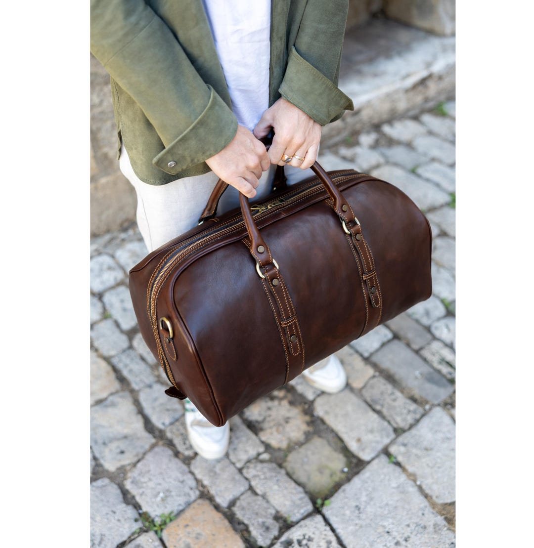 Handmade Italian Leather Duffle Bag, Luxury Travel Duffel, Genuine ...