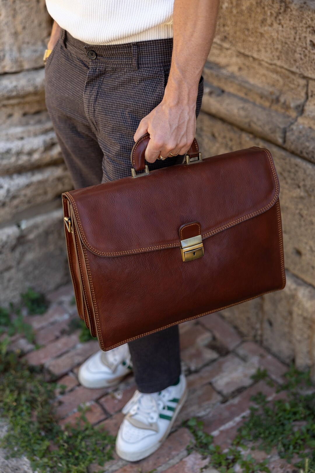Handmade Italian Leather Briefcase | Luxury Tuscan Leather Laptop Bag ...