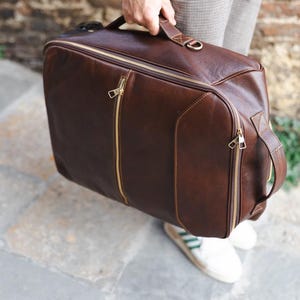Handmade Italian Leather Rolling Suitcase, Luxury Tuscan Leather Carry ...