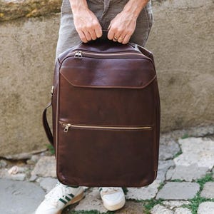 Handmade Italian Leather Rolling Suitcase, Luxury Tuscan Leather Carry ...