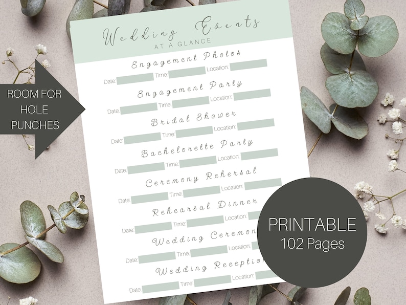Wedding Planner Printable, Printable Wedding Planner, Wedding Checklist ...