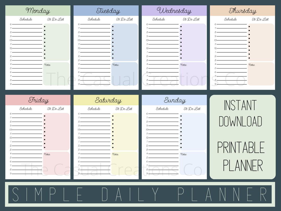Simple Planner, Printable Planner, Daily Planner, Weekly Planner, to Do ...