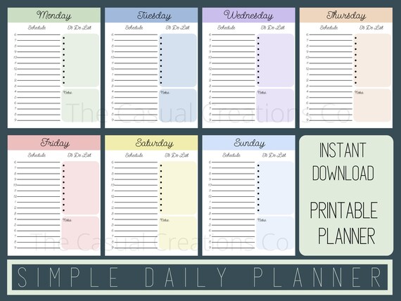 Simple Planner Printable Planner Daily Planner Weekly - Etsy