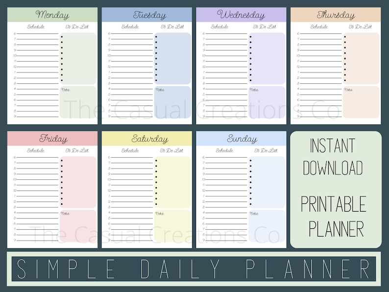 Simple Planner, Printable Planner, Daily Planner, Weekly Planner, to Do ...