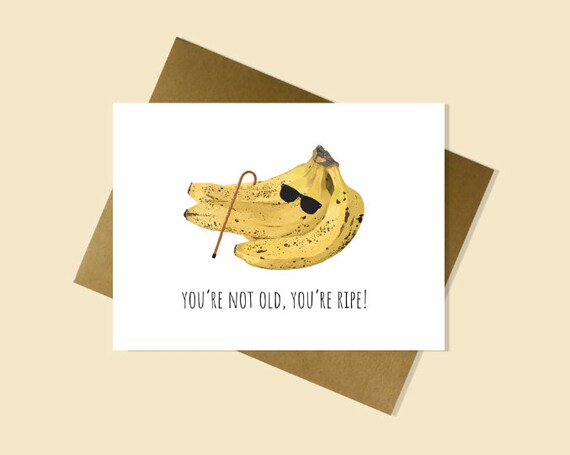 Banana Birthday & Greeting Card You're Ripe Thanks a | Etsy