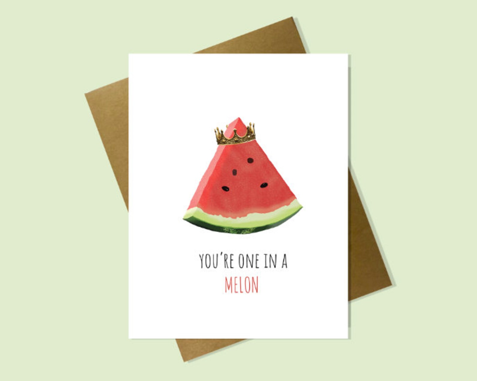 Watermelon Pun Greeting Card You're One in a Melon - Etsy
