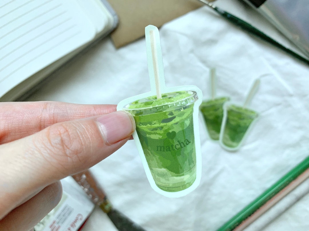Iced Matcha Latte Sticker Glossy Waterproof Cute Matcha Lovers Vinyl ...