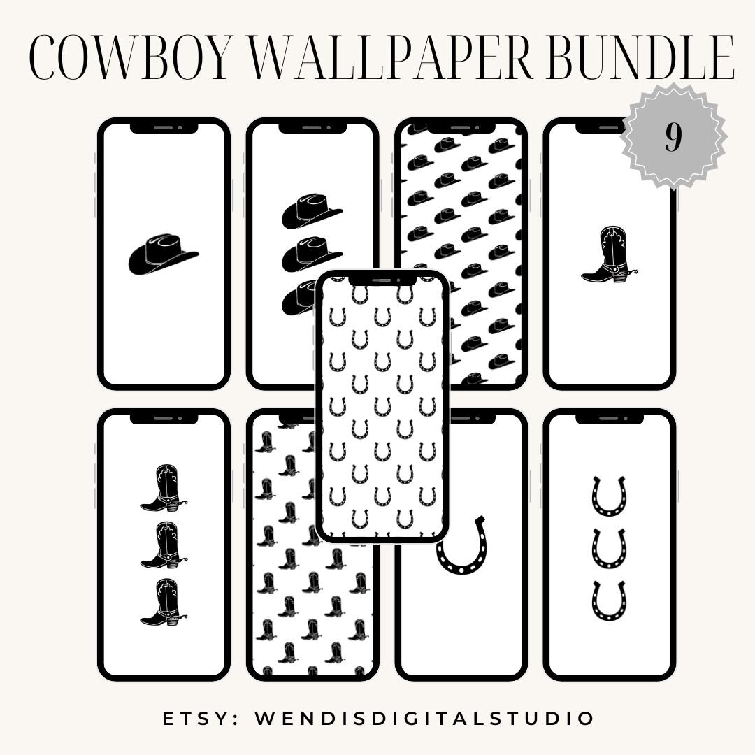 Minimalist Cowboy Themed Wallpaper for Phone and Tablet 9 Pack - Etsy