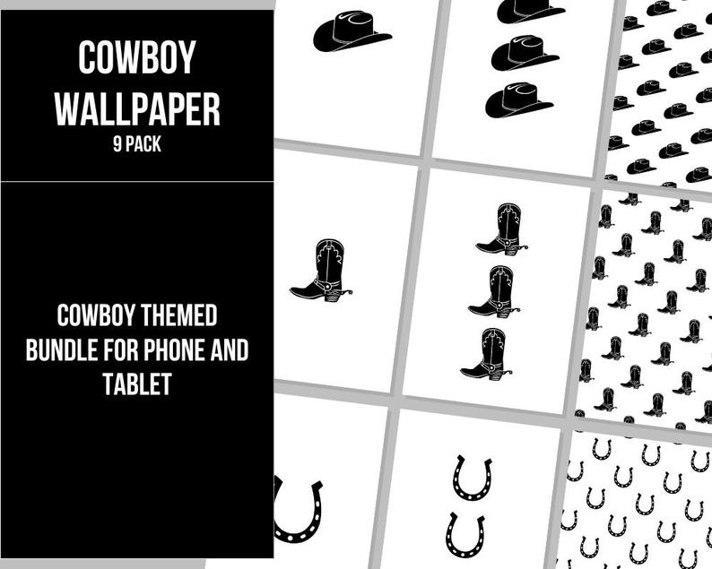 Minimalist Cowboy Themed Wallpaper for Phone and Tablet 9 Pack - Etsy