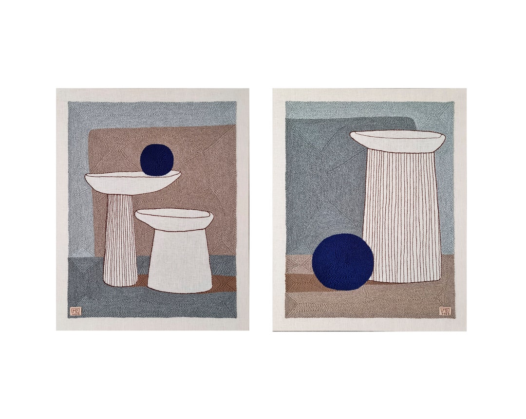 Large Modern Diptych Textile Art, Large Textile Wall Hanging ...