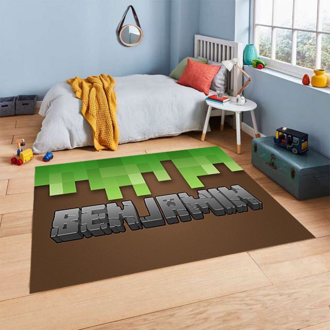 Minecraft Personalised Rug Gaming Playmat Pixel Name Blocks - Etsy