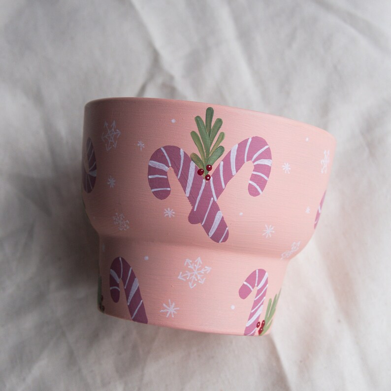 Candy Cane Mistletoe Hand Painted Pots, Terracotta Plant Pot for Indoor ...
