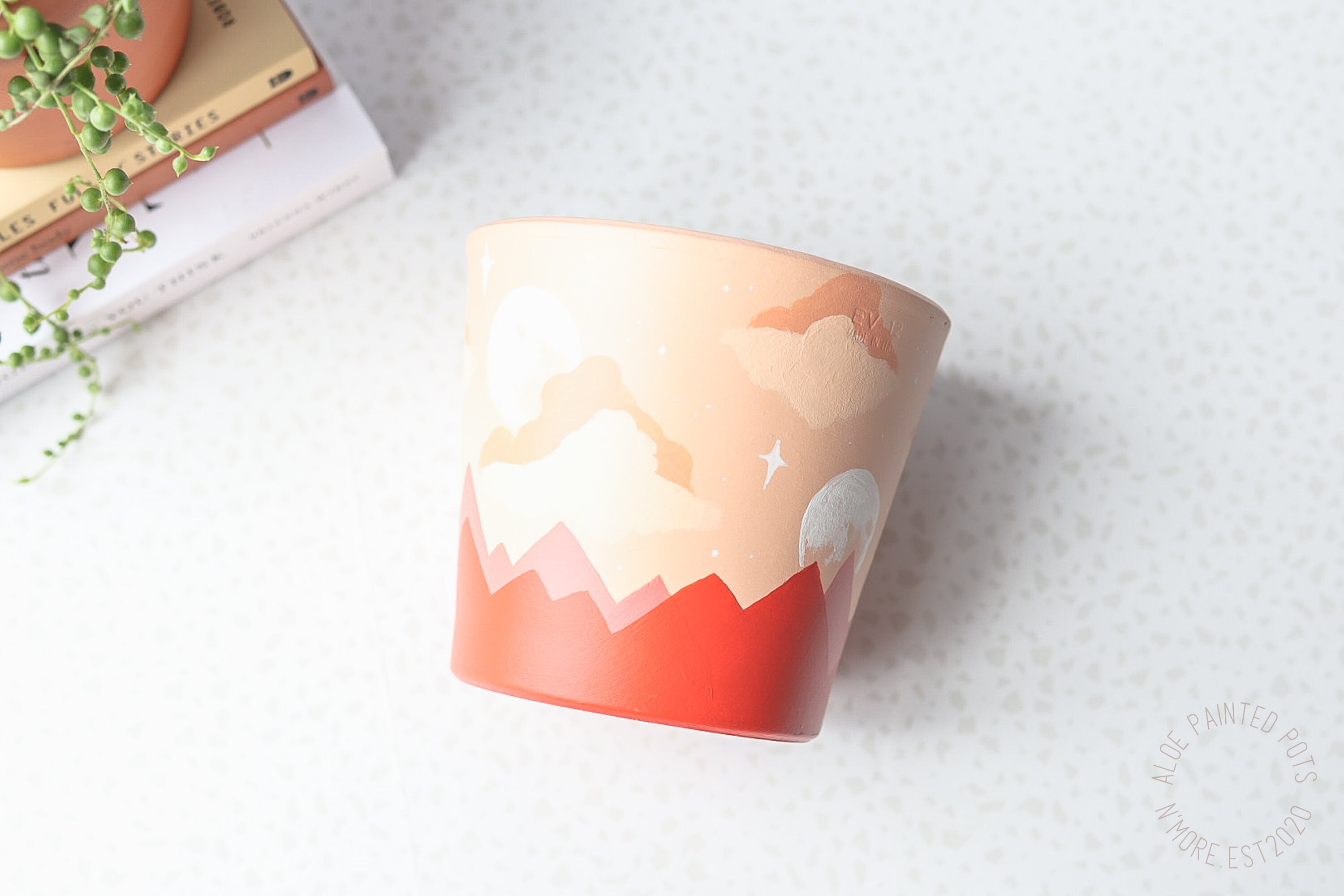 Lunar Blush Pot Harmony Collection Handpainted Terracotta - Etsy