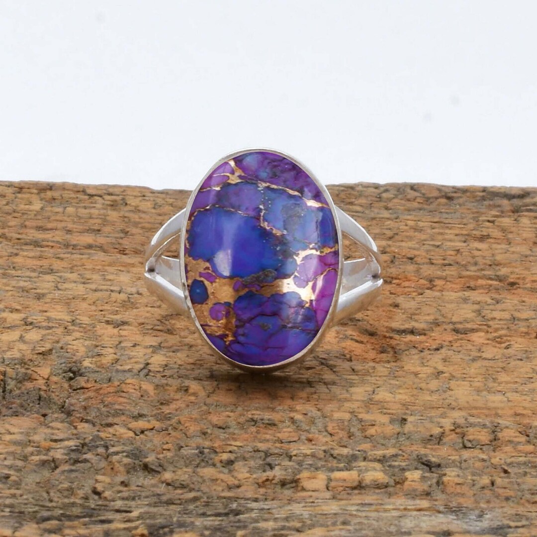 Purple Copper Turquoise Ring, Purple Turquoise Ring, Purple Gemstone ...