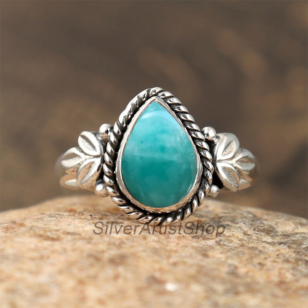 Amazonite Ring, 925 Solid Sterling Silver Ring, Oval Amazonite Ring ...