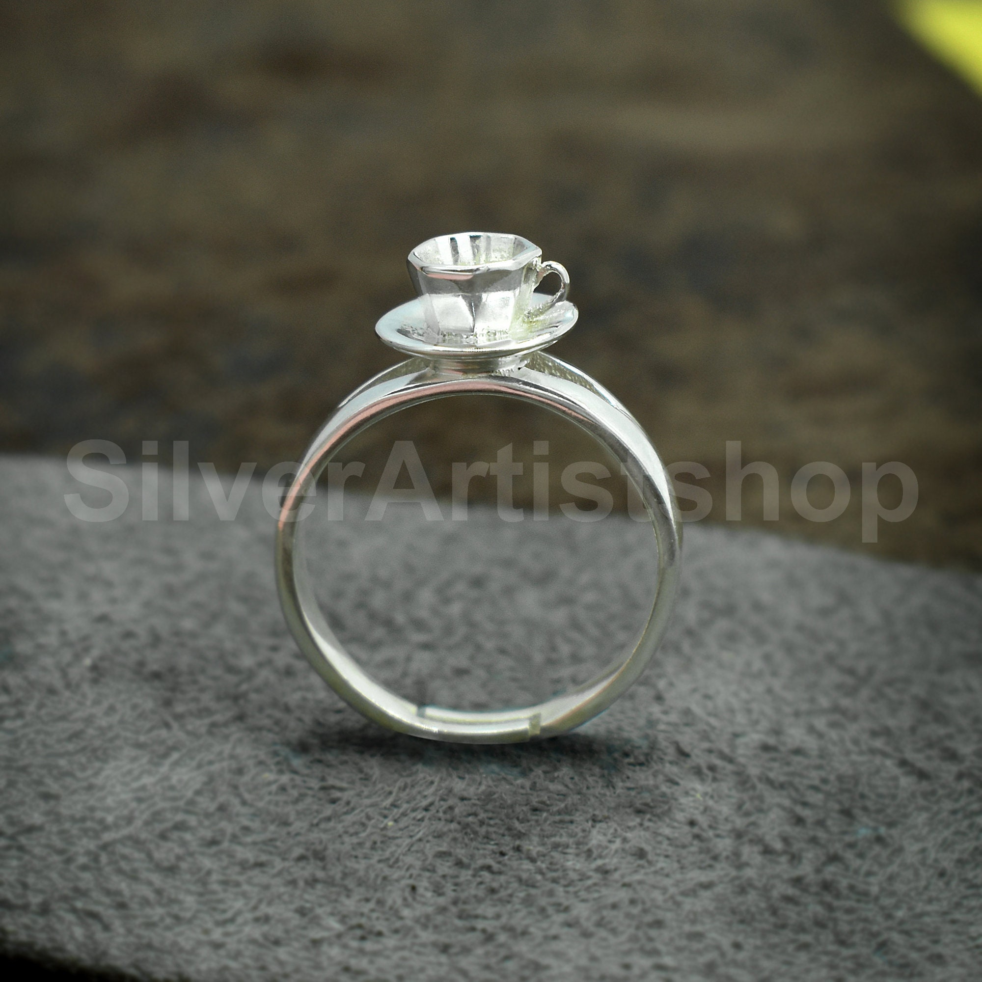 Teacup Ring Silver Miniature Tea Cup and Saucer Vintage - Etsy