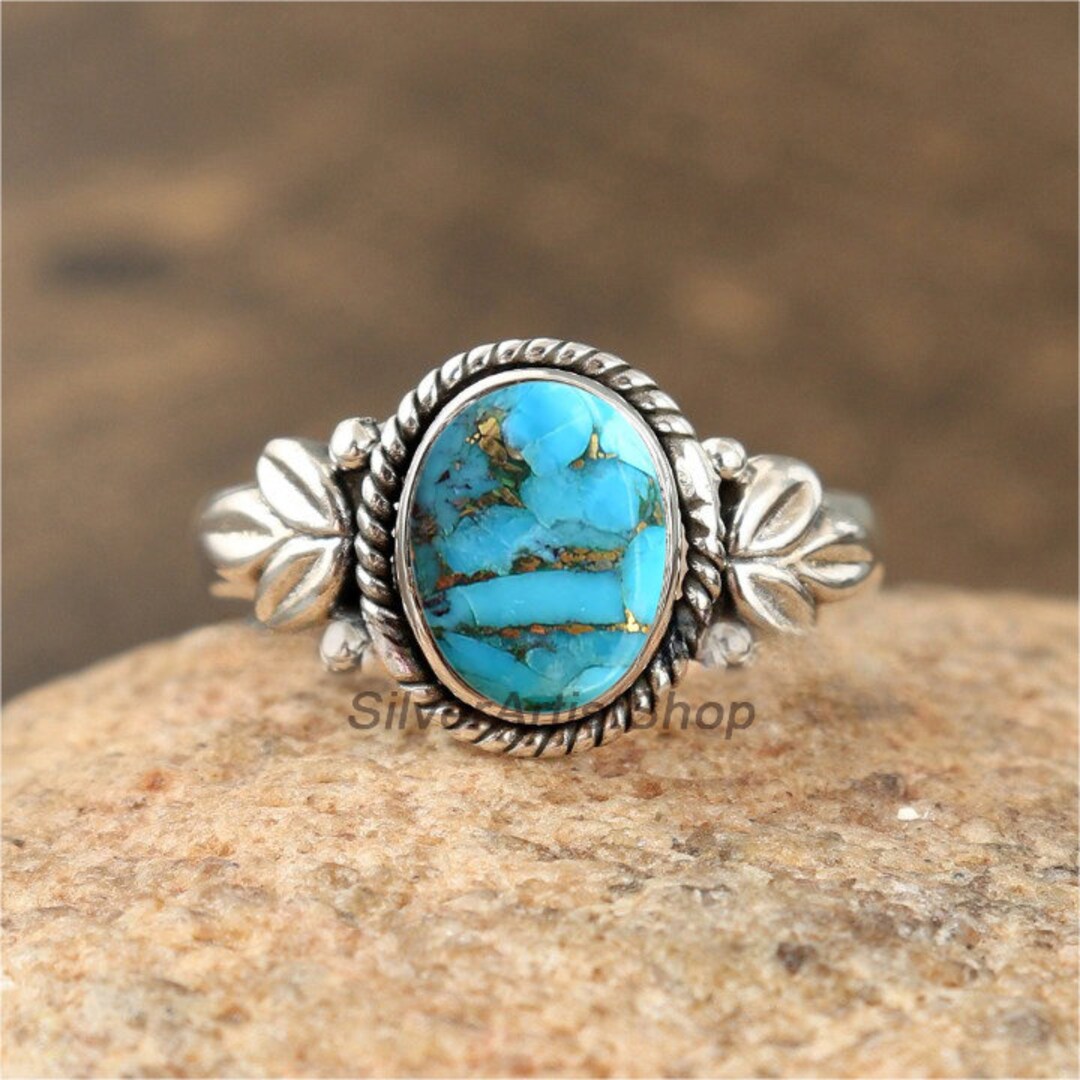 Boho Turquoise Ring, Silver Turquoise Ring, Turquoise Ring, 925 Silver ...